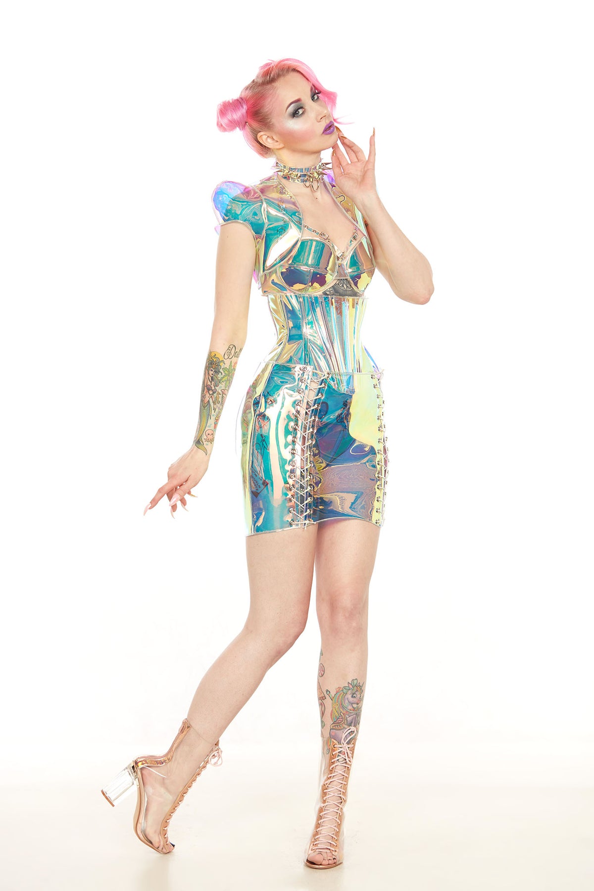 Artifice Products - Holographic PVC Lace Up Skirt – Artifice Clothing